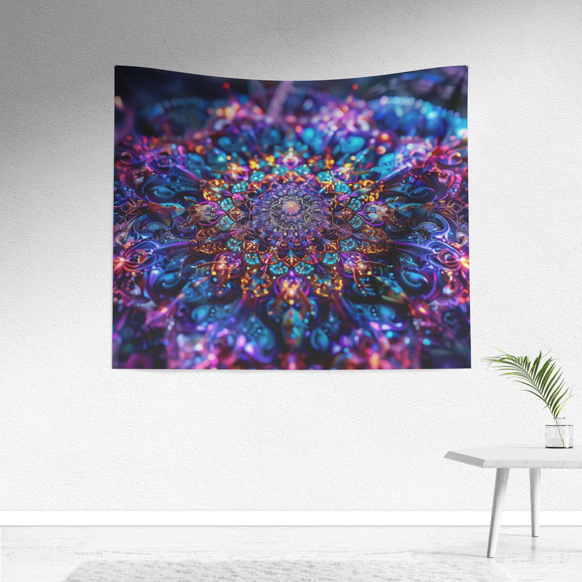 Psychedelic Tapestry of Purple Lighted Mandala – Uplifting Artware